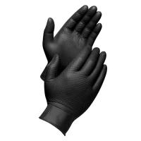 China Black Diamond Textured Nitrile Gloves 10 Mil Thickness Firm Grip Disposable for sale