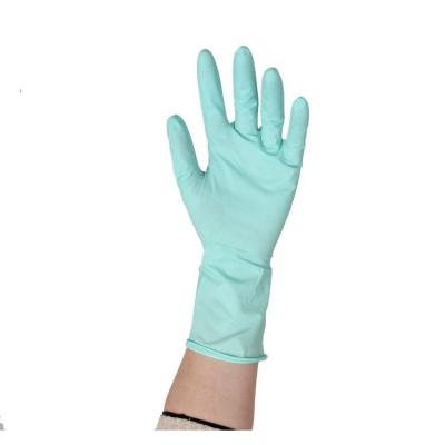 China 4.5 Mil Green Aloe Nitrile Gloves Powder Free Textured 240mm Length 9MPa Tensile Strength for sale