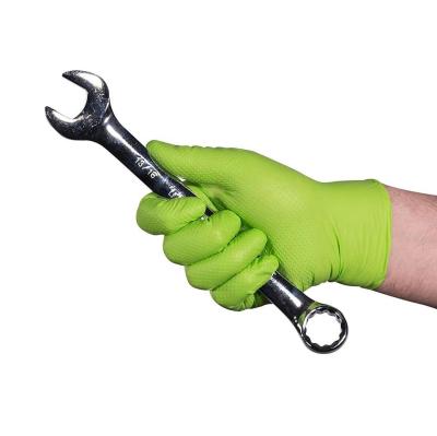 China Mechanic Work Black Diamond Textured Nitrile Gloves With Firm Grip for sale