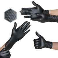 China Mechanical Diamond Grip Industrial Black Nitrile Gloves 8 Mil Garage Duty Car Repair for sale