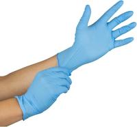 China Blue Nitrile Exam Gloves 4 Mil Powder Free Latex Free Non Sterile 9.5 Inch for sale