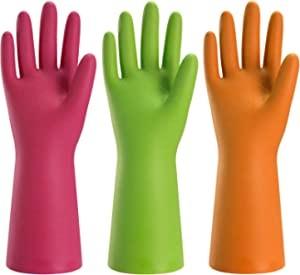 China 3 Pairs Nitrile Reusable Dishwashing Gloves 12.6 Inch Waterproof Kitchen Cleaning Gloves for sale