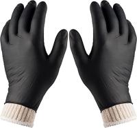 China Disposable Black Nitrile Gloves Large 4 Mil Powder Free with Washable Cotton Liners for sale