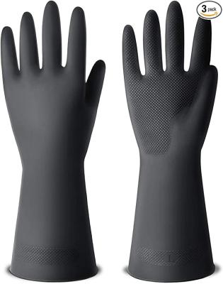 China 3 Pairs Reusable Latex Dishwashing Gloves Large 240mm Length Anti Slip Cleaning for sale