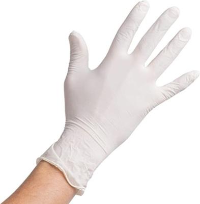 China Powder Free Latex Disposable Gloves Food Contact Grade Fully Textured White Medium 240mm Length for sale