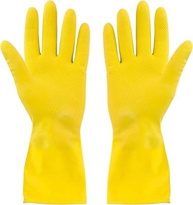 China Kitchen 3 Pairs yellow dishwashing gloves Natural Rubber Latex for sale