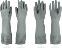 China Natural Rubber Long Dishwashing Gloves Waterproof 13.7 Inch Gray M L XL for sale