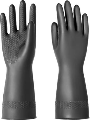 China Chemical Resistant Nitrile Gloves Heavy Duty Safety Work Gloves 240mm Length Black S M L XL for sale