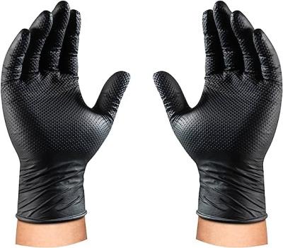 China Nitrile Disposable Latex Free Heavy Duty Rubber Gloves With Diamond Texture for sale