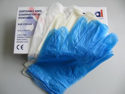 China Blue Latex Gloves 240mm Length Disposable Surgical Gloves XS to XL for sale