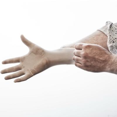 China Medical Latex Examination Gloves Disposable Powdered 240mm Length CE ISO for sale
