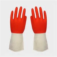 China Natural Latex Industrial Work Gloves Non Slip Flocklined 50g 30cm Yellow for sale