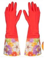 China Natural Latex Industrial Work Gloves Non Slip Flocklined 50g 30cm Yellow for sale