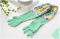 China Natural Latex Industrial Work Gloves Non Slip Flocklined 50g 30cm Yellow for sale