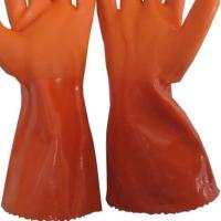 China Natural Latex Household Cleaning Gloves Silicone Waterproof 30cm Length Sizes S to XL for sale
