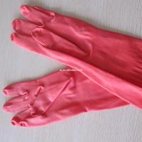 China Natural Latex Household Cleaning Gloves Silicone Waterproof 30cm Length Sizes S to XL for sale