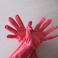 China Natural Latex Household Cleaning Gloves Silicone Waterproof 30cm Length Sizes S to XL for sale