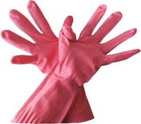 China Natural Latex Household Cleaning Gloves 30cm Length Flocklined Rubber Gloves Sizes S-XL for sale