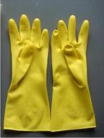 China Natural Latex Household Cleaning Gloves 30cm Length Flocklined Rubber Gloves Sizes S-XL for sale