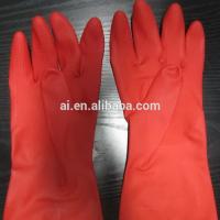China Natural Latex Household Rubber Gloves 30cm Length Flocklined for Cleaning and Industrial Use for sale