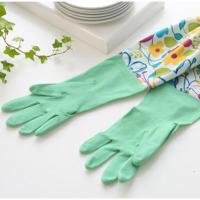 China Reusable rubber gloves cotton lining / Color Industrial Rubber Gloves for sale
