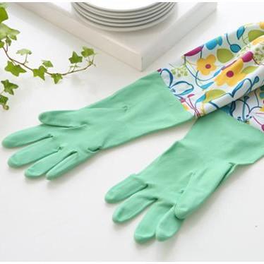 China Reusable rubber gloves cotton lining / Color Industrial Rubber Gloves for sale