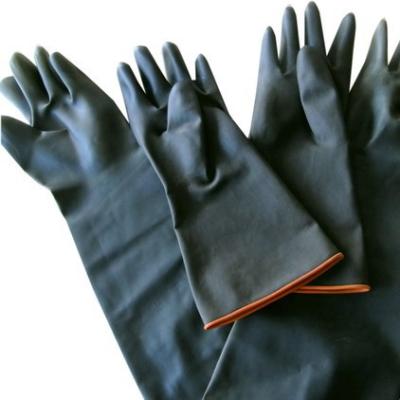 China Household Latex Gloves 30cm Length Natural Rubber Flocklined Protective Work Gloves Sizes S to XL for sale
