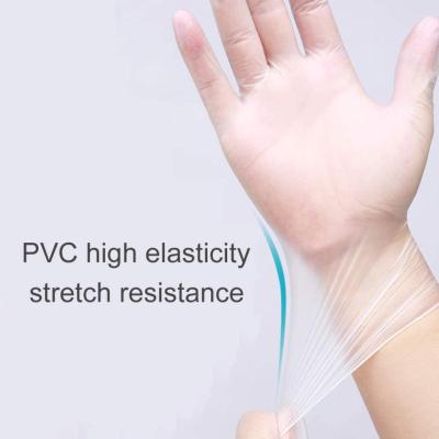 China Non Toxic Odorless OEM Powder Free 0.7mm Vinyl Disposable Gloves 240mm for sale