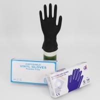 China SGS AQL 2.5 Black Disposable Powder Free Vinyl Gloves 240mm Tear Resistant for sale