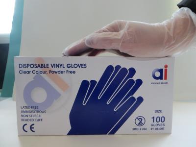 China PVC Disposable Gloves Latex Free Powder Free 100 Pcs Box Medium 240mm Length for sale