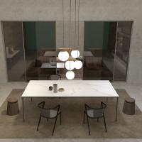 China Retangular Marble Top Rock Plate Dining Table Aluminum Base ODM for sale