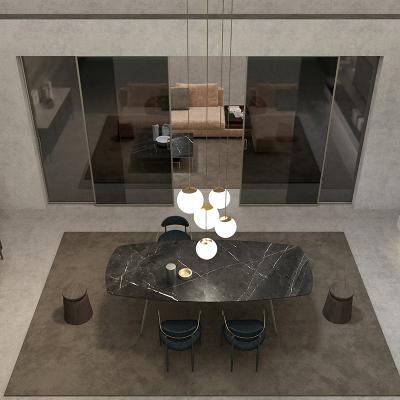 China Lightweight Aluminium Home Furniture Rock Plate Dining Table Set 140x80 160x80 for sale