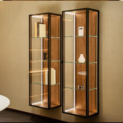 China Living Room Glass Wall Almirah Lockable Wall Display Cabinet for sale