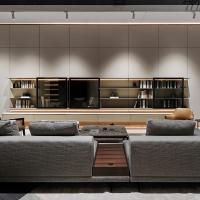 China ODM Minimalist Plywood Bookcase TV Stand Wall Unit With Shelves for sale