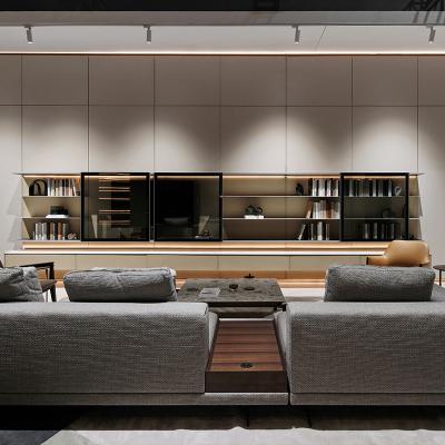 China ODM Minimalist Plywood Bookcase TV Stand Wall Unit With Shelves for sale