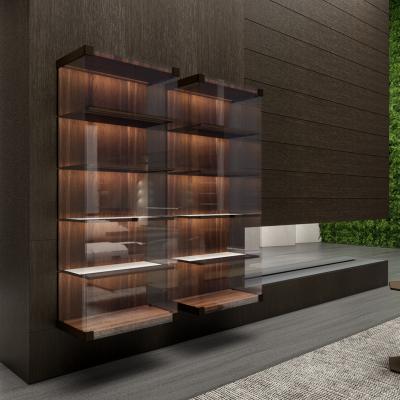 China ISO Aluminium Frame Furniture Glazed Kitchen Wall Units Cupboard With Lights for sale