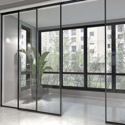 China Office Frosted Sliding Aluminium Framed Internal Doors Single Swing for sale