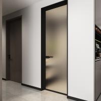 China Customized Bathroom Translucent Frosted Glazed Internal Doors Aluminium Frame for sale
