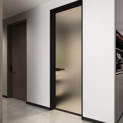 China Customized Bathroom Translucent Frosted Glazed Internal Doors Aluminium Frame for sale