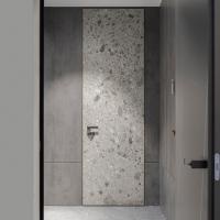 China Soundproof Black Aluminium Framed Internal Doors Rockstone Finish for sale