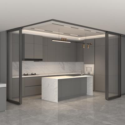 China OEM Aluminum Modular Kitchen With Pantry Cabinets Glass Door for sale