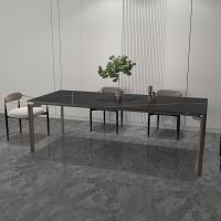 China Minimalistic Aluminium Home Furniture Luxury Modern Rectangular Rock Top Aluminum  Dining Table for sale