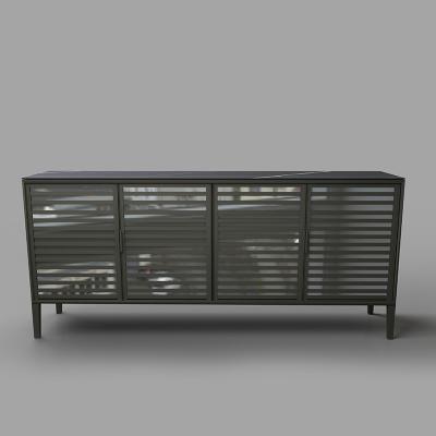 China Customized Glass Aluminum Frame Furniture Wine Side Cabinet for sale