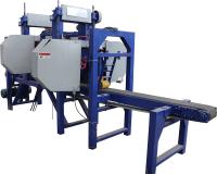 China Double Head Horizontal Band Saw Resaw Machine 15kw 2 Motors Log Square Wood Cutting for sale