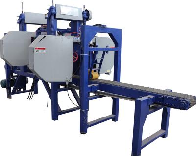 China Double Head Horizontal Band Saw Resaw Machine 15kw 2 Motors Log Square Wood Cutting for sale