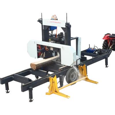 China Horizontal Wood Sawmill Portable Band Saw Machine with Hydraulic Log Loading Arm for sale