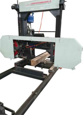 China Diesel engine Hydraulic Motor Horizontal Band Saw Mills with Log lifting Arm for sale