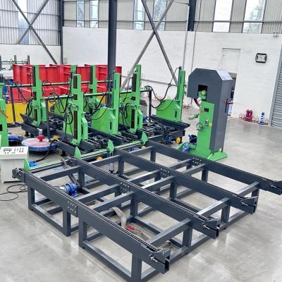 China CNC Hydraulic Vertical Sawmill Machine MJ3212B Automatic Bandsaw with Log Carriage 1250mm Wheel 45KW Motor for sale