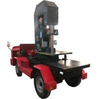 China Mobile Diesel Portable Sawmill 800mm Wheel Vertical Cutting Bandsaw 28HP Log Cutting Machinery for sale