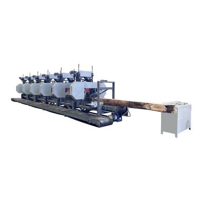 China Multiple Heads Horizontal Band Resaw Machine 2-6 Heads 300mm Width 15kw Motor Wood Bandsaw Mill for sale